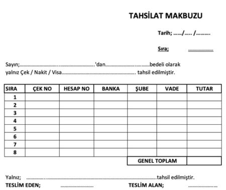 Tahsilat Makbuzu Örneği Nedir? - SON YAZI